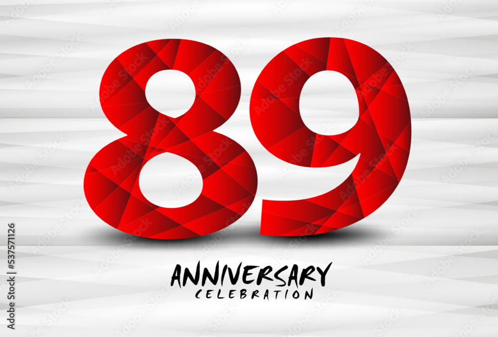 89 Year Anniversary Celebration Logo red polygon vector, 89 Number ...