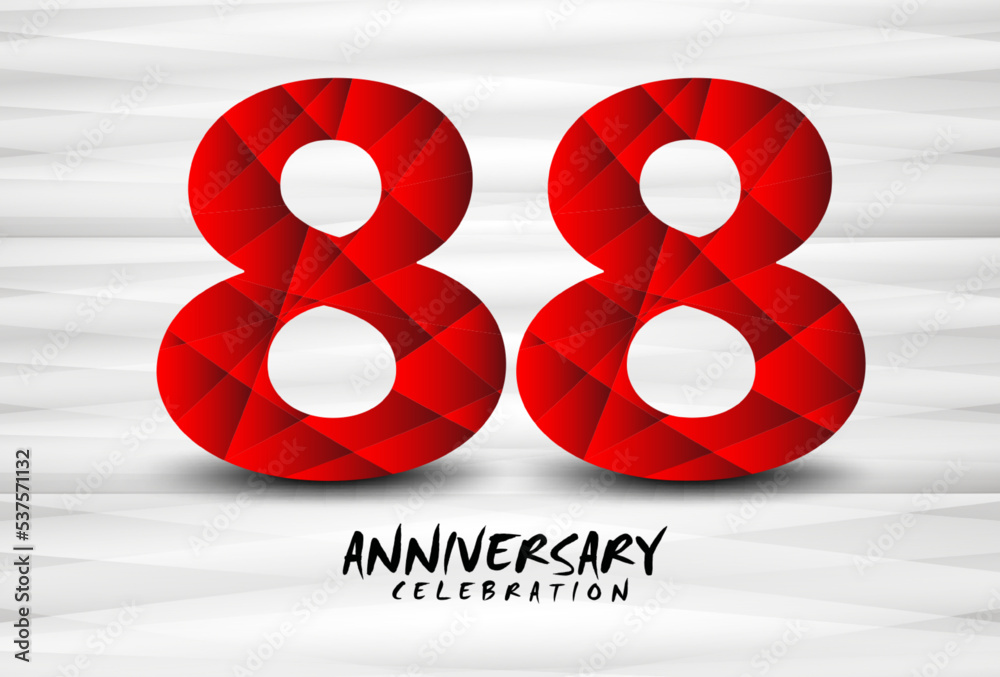 88 Year Anniversary Celebration Logo red polygon vector, 88 Number ...