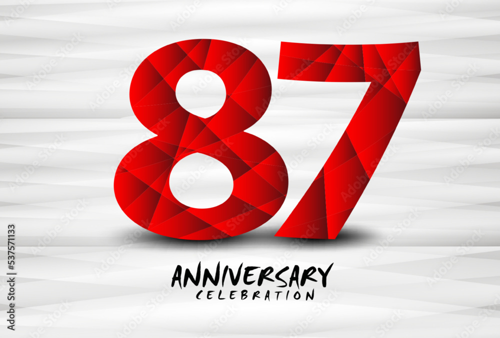 87 Year Anniversary Celebration Logo red polygon vector, 87 Number ...