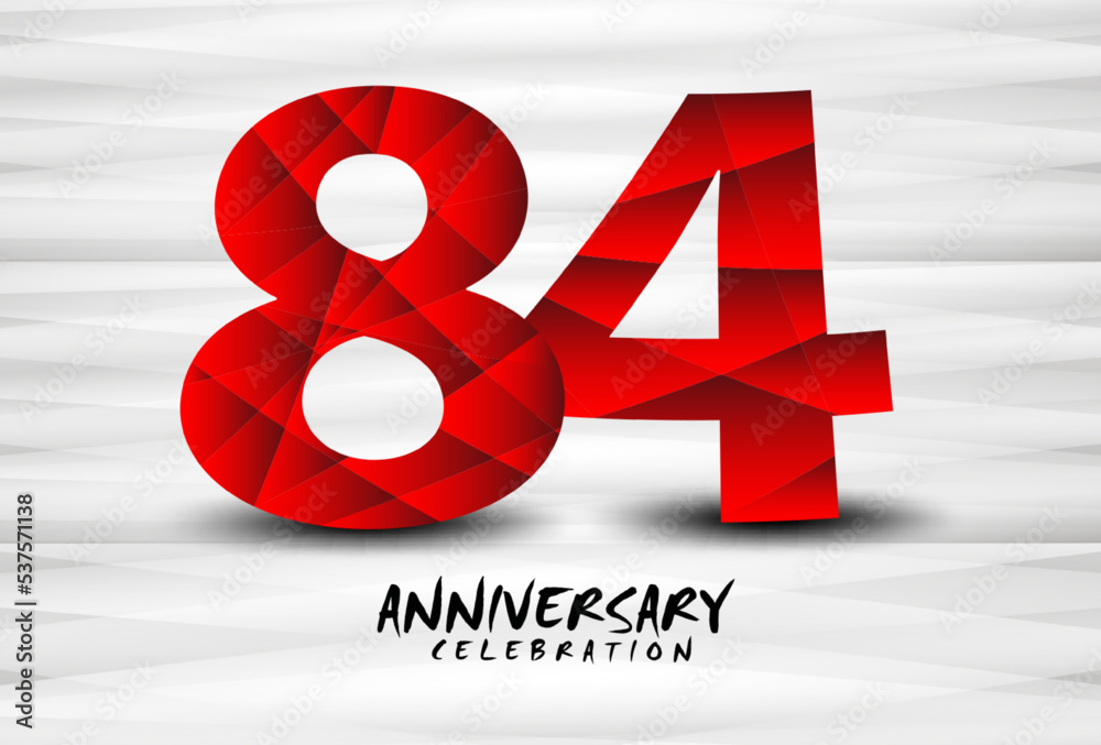 84 Year Anniversary Celebration Logo red polygon vector, 84 Number ...