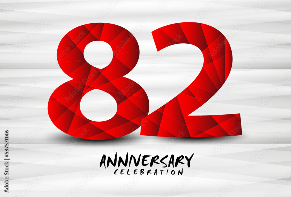 82 Year Anniversary Celebration Logo red polygon vector, 82 Number ...