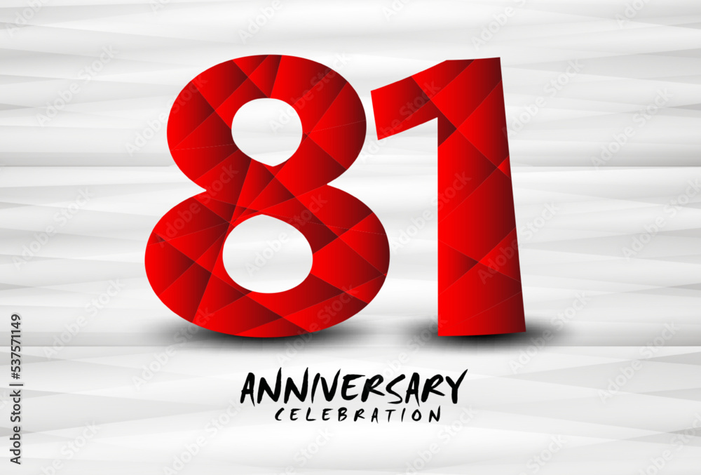 81 Year Anniversary Celebration Logo Red Polygon Vector 81 Number