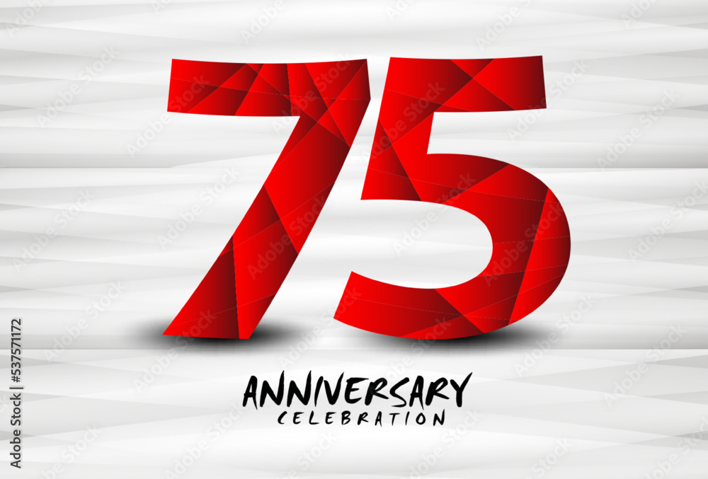 75 Year Anniversary Celebration Logo red polygon vector, 75 Number ...