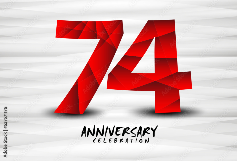 74 Year Anniversary Celebration Logo red polygon vector, 74 Number ...