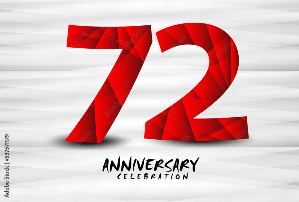 72 Year Anniversary Celebration Logo red polygon vector, 72 Number ...