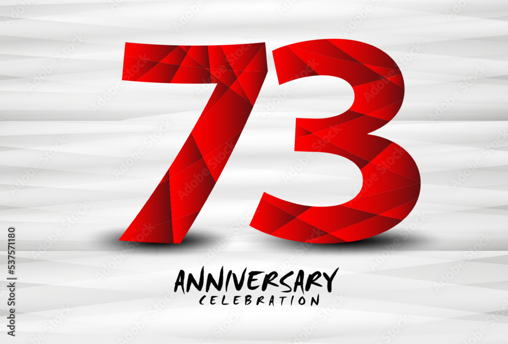 73 Year Anniversary Celebration Logo red polygon vector, 73 Number ...
