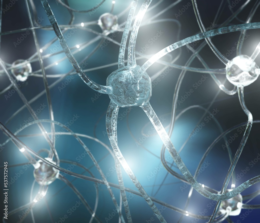 neuron, neuron transmits a signal, nerve node, neural network, 3D ...