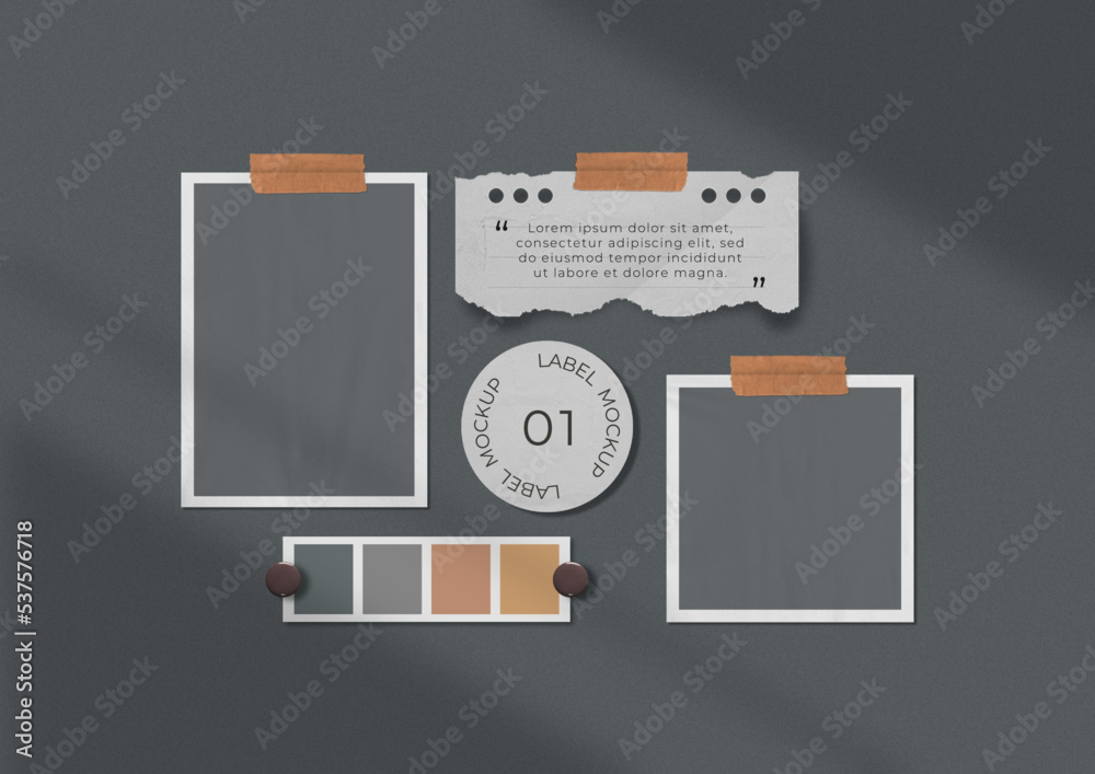 Realistic and Simple Photo Frame Set Moodboard Mockup. Mood Board Stock ...