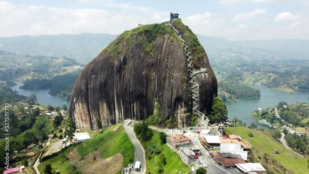 Guatape, Colombia, Drone aerial view of Rock of Guatape, Piedra de ...