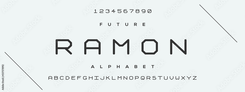 RAMON Sports minimal tech font letter set. Luxury vector typeface for ...