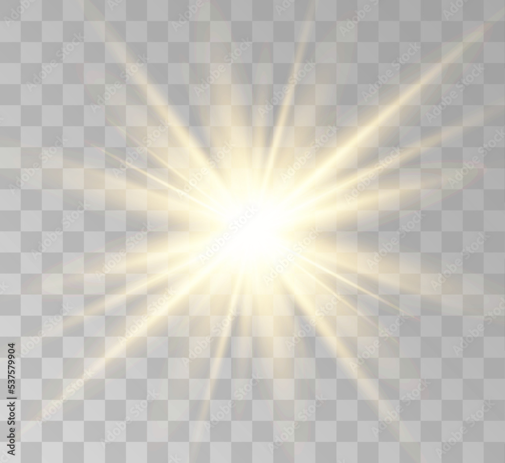 Transparent yellow sunlight special lens flash light effect. Front ...