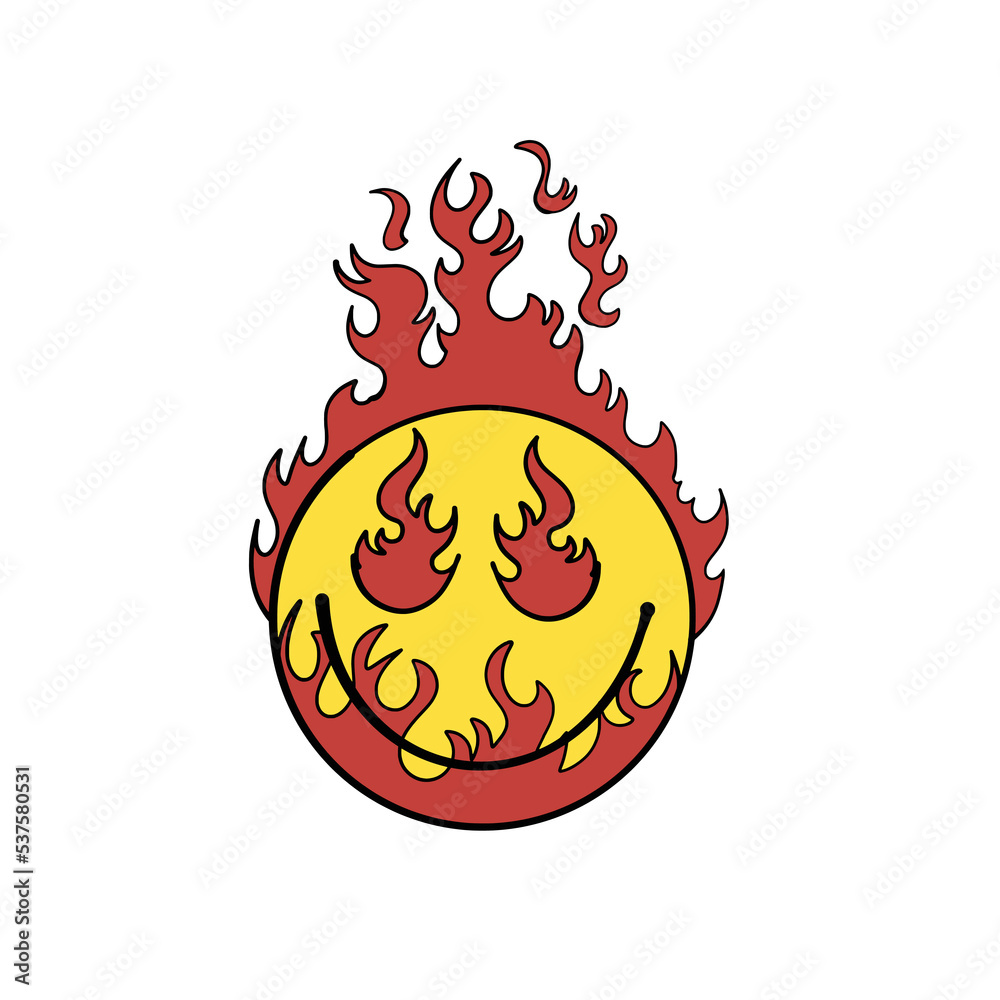 Urban Street art Fire Smile Emoticon for T shirt Design Stock Vector ...