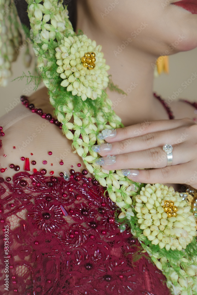 Beautiful model, wearing Javanese Indonesian wedding dress. Stock Photo ...