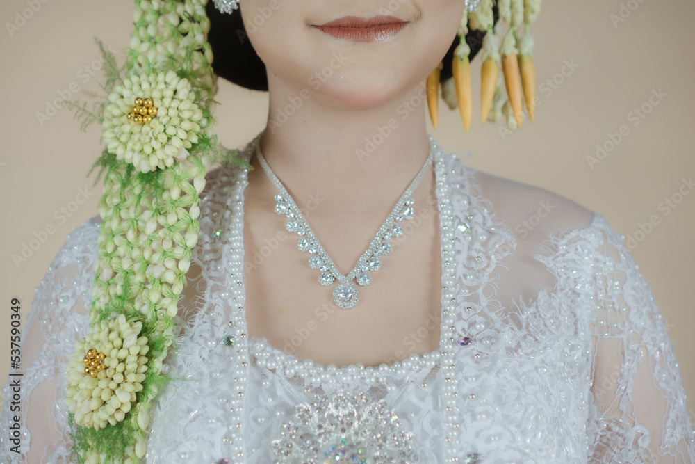 Beautiful model, wearing Javanese Indonesian wedding dress. Stock Photo ...