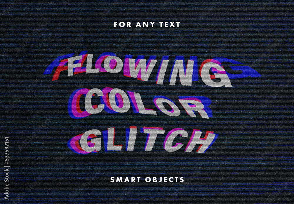 Flowing Color Glitch Text Effect Mockup Stock Template | Adobe Stock