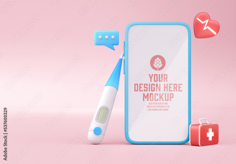 Medical 3D Concept with Mobile Mockup Stock Template | Adobe Stock