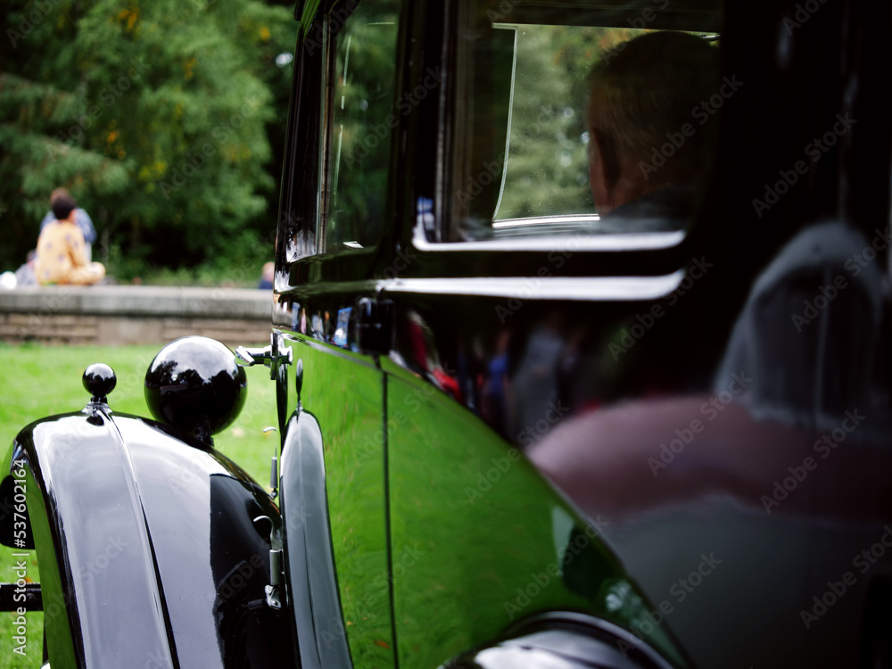 Vintage classic car side view in car park side view Stock Photo | Adobe ...