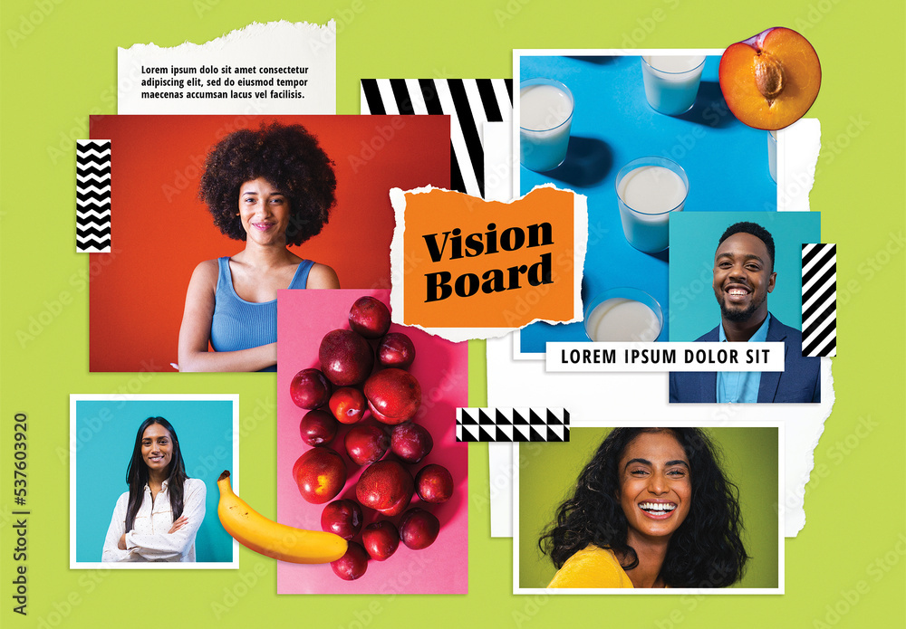 Vision Board Collage Layout Stock Template | Adobe Stock