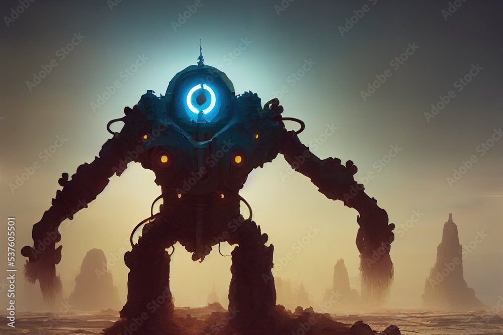 Guardian Golem Robot Science Fiction Character - Digital Art, 3D Render ...