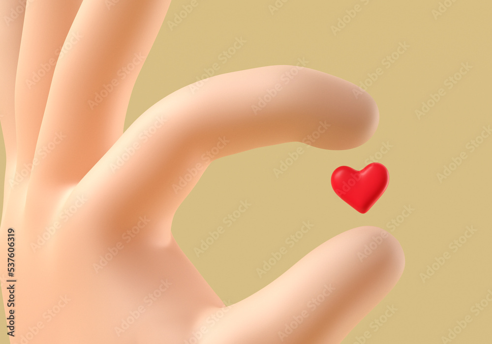 Cartoon hand giving heart. Hand holding little red heart. Concept of ...