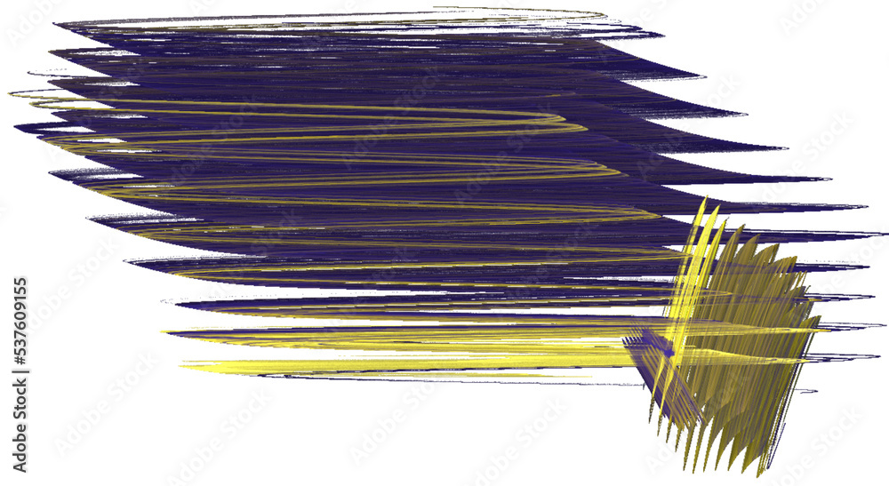 abstract blue and yellow line drawing with horizontal wave, isolated ...