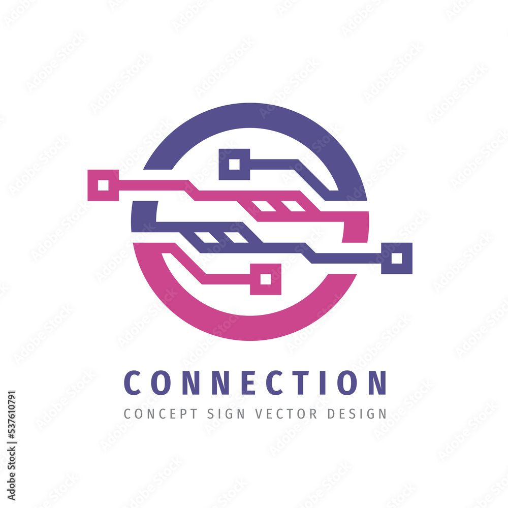 Connection electronic technology - creative logo design. Digital chip ...