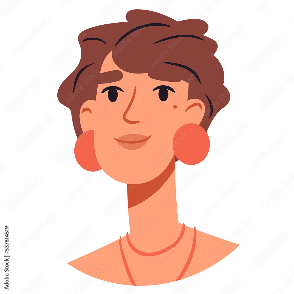 Cartoon stunning woman portrait, beautiful girl avatar, cute lady ...
