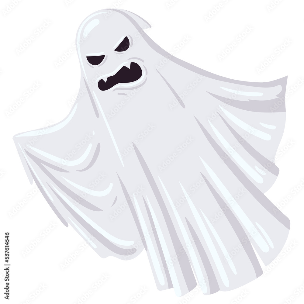 Cartoon halloween ghost, ghosted spooky spirit and mysterious phantoms ...