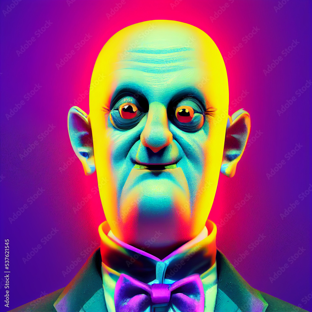 colorful humorous horror illustration of uncle fester addams bright ...