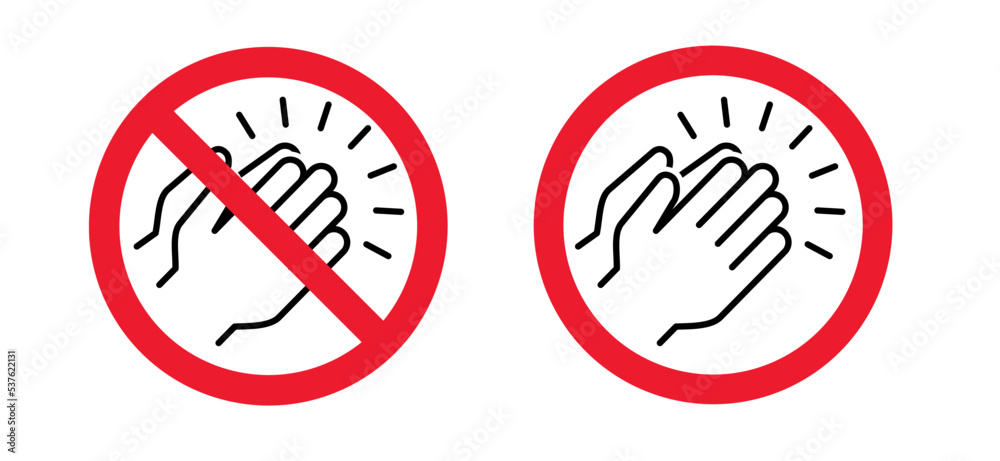 Stop, no applause icon. No ban, dont't clap hand pictogram. Clapping ...