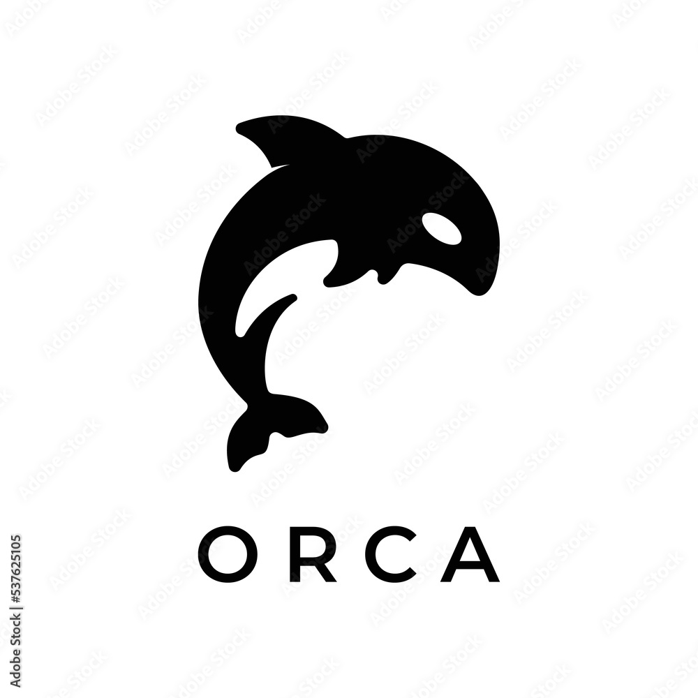 Simple black orca whale animal template logo creative design. Killer ...