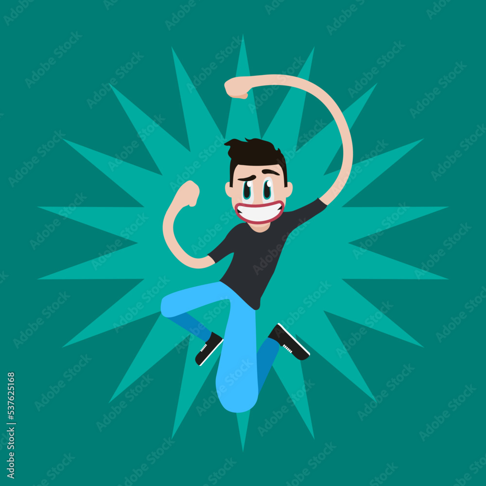 happy cartoon character in jump - flat design Stock Vector | Adobe Stock