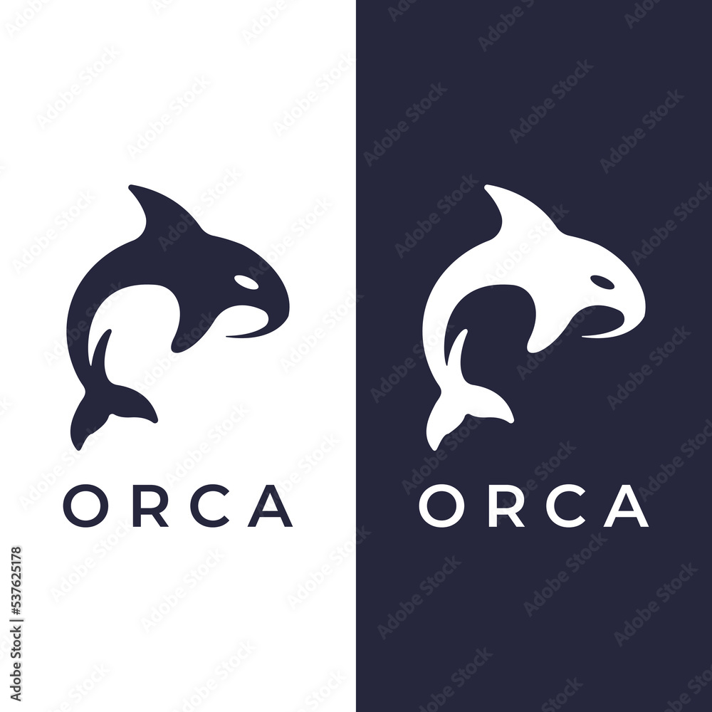 Simple black orca whale animal template logo creative design. Killer ...