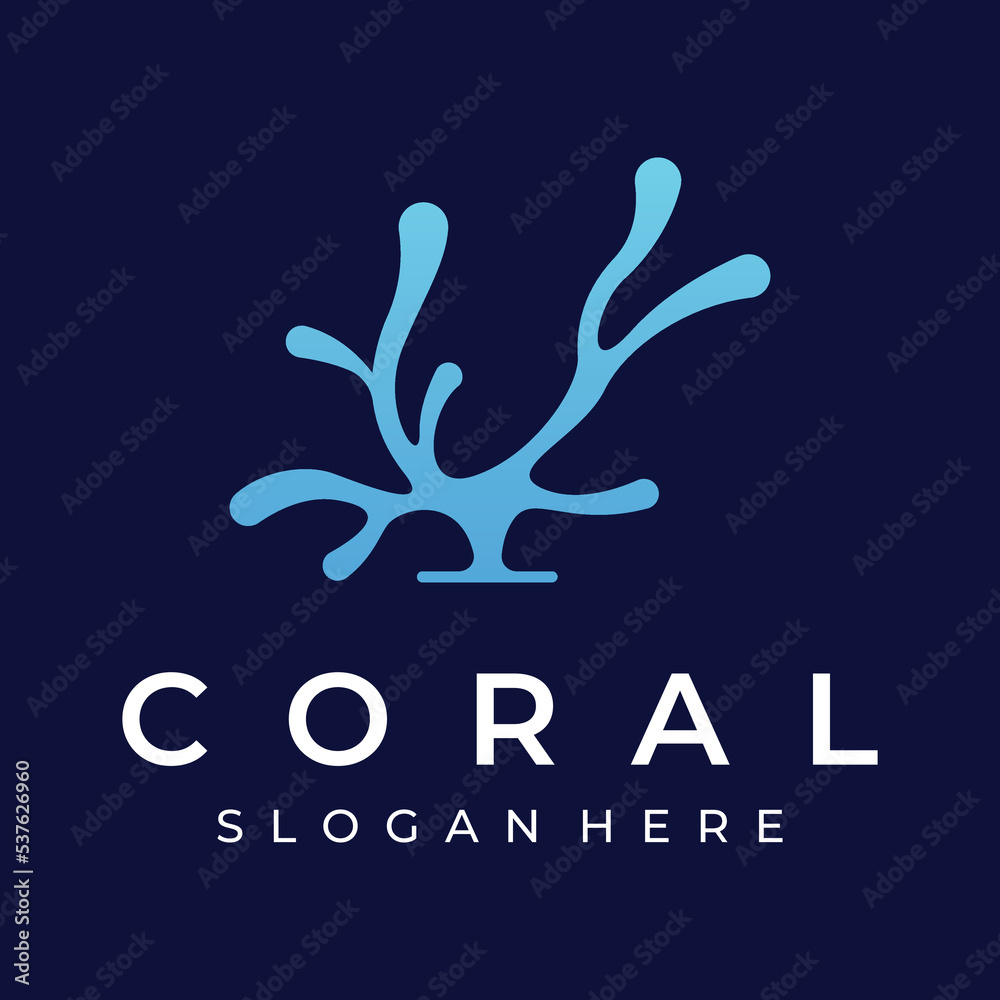Beautiful colorful underwater natural coral reef logo creative design ...