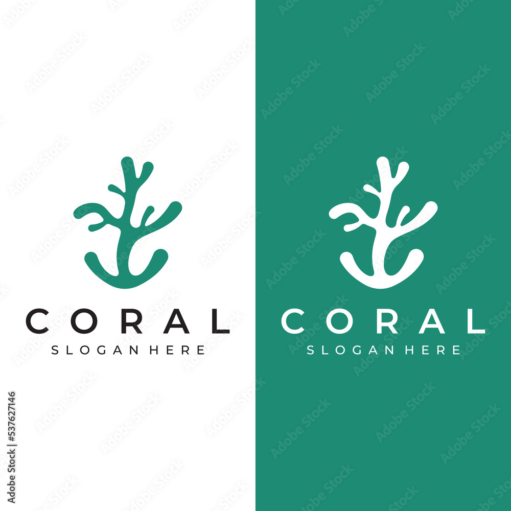 Beautiful colorful underwater natural coral reef logo creative design ...