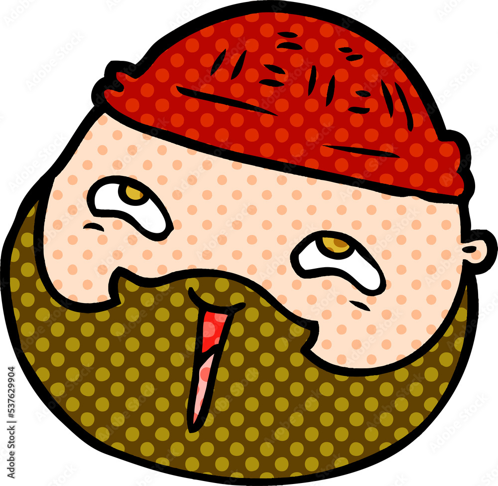 cartoon male face with beard Stock Illustration | Adobe Stock