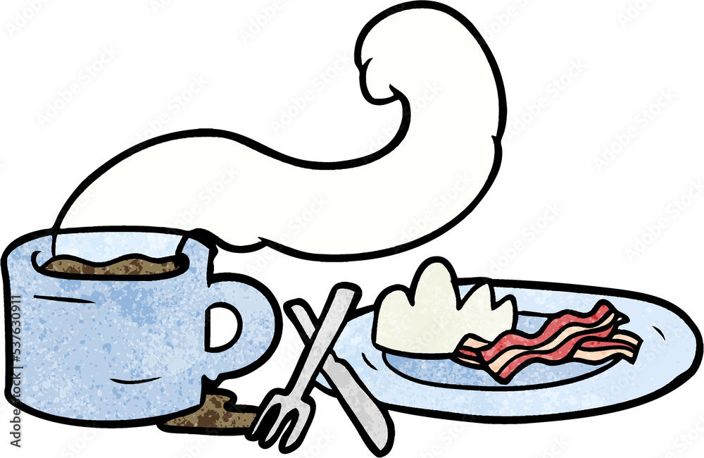 cartoon breakfast of coffee and bacon Stock Illustration | Adobe Stock