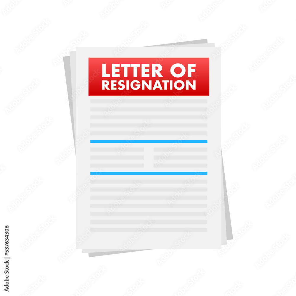 letter of resignation paper document, file. Vector stock illustration ...