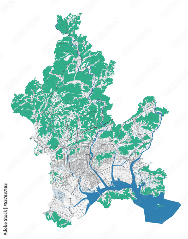 Okayama map. Detailed map of Okayama city administrative area ...