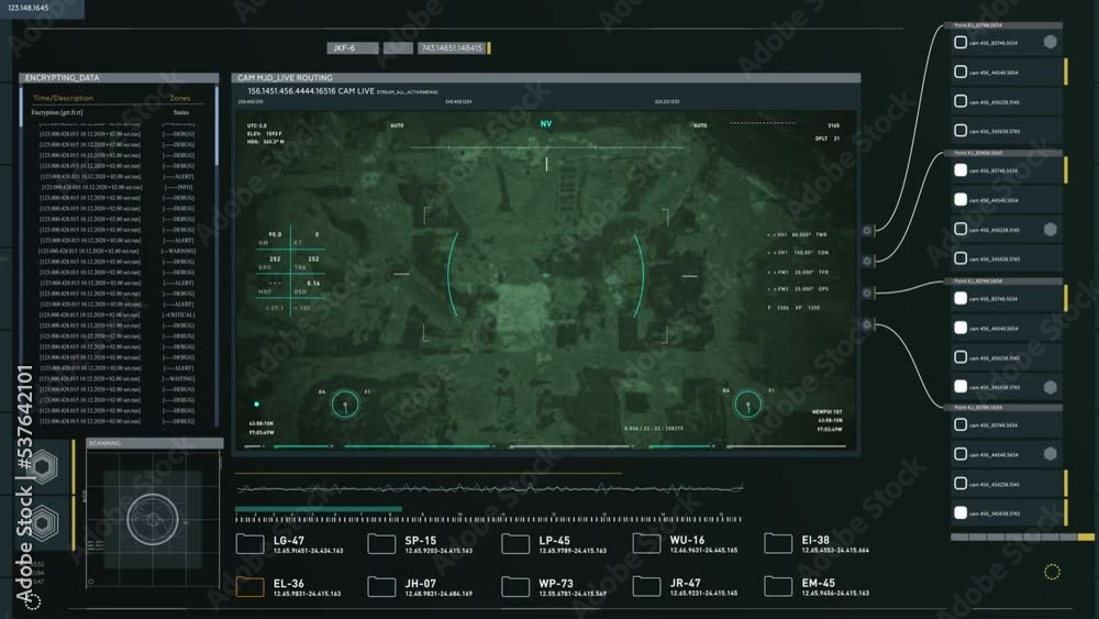 Spy Interface With Night Vision System Inspects Location. Spy Interface ...