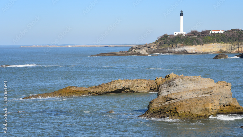 Biarritz, France - 15 Jan, 2023: Winter views of the Phare de Biarritz ...