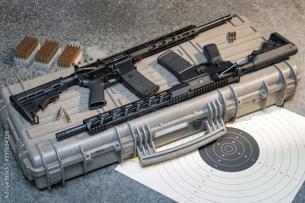 Firearms, two new m4a1 type rifles. Stock Photo | Adobe Stock
