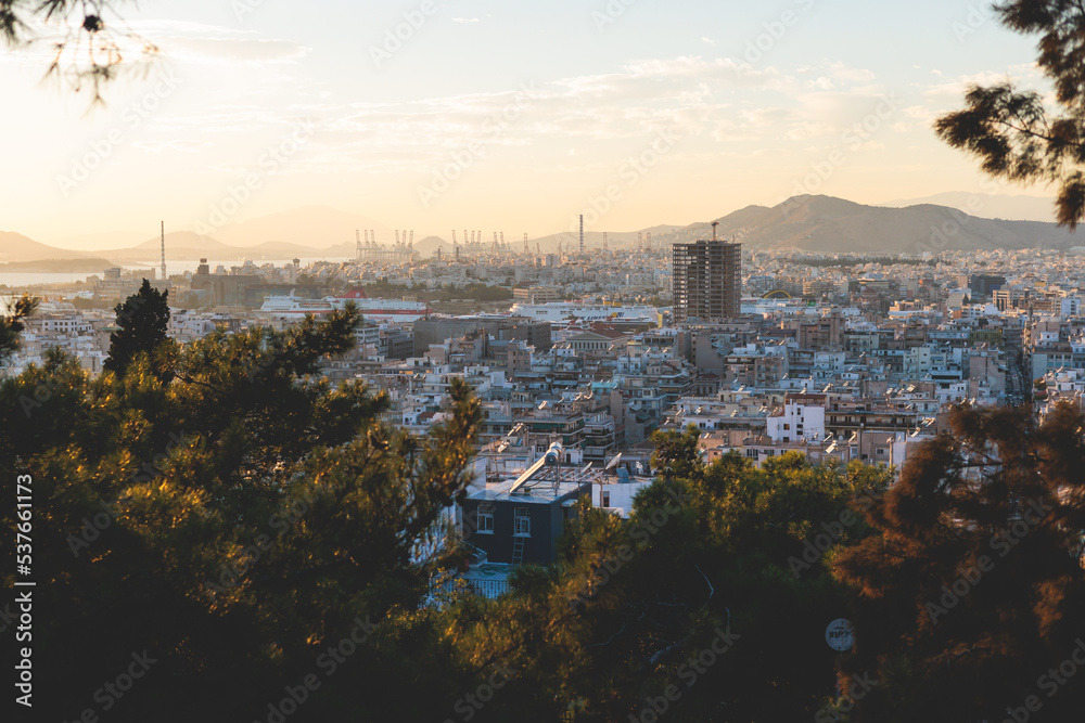 Piraeus city, Attica, beautiful panoramic view of Piraeus, Greece, with ...