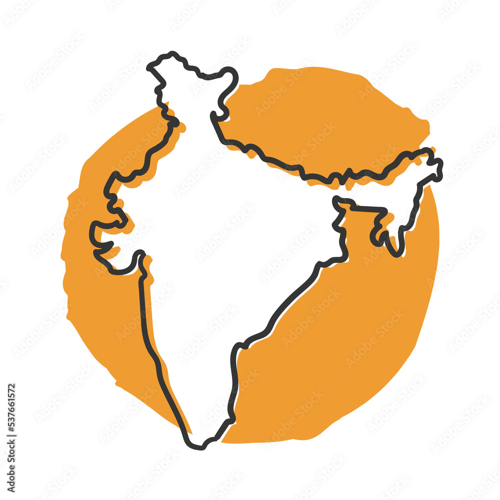India Map Traditional Doodle. Icons Sketch Hand Made. Design Vector ...