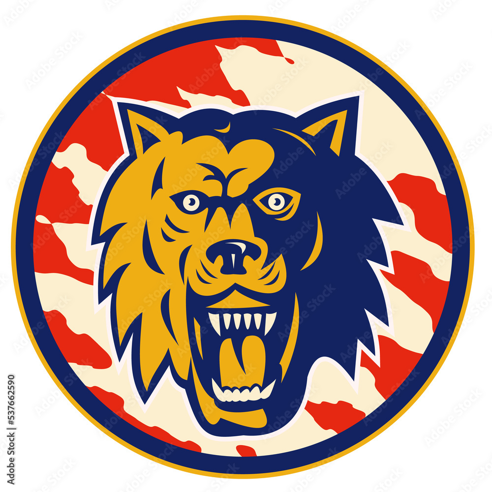 Imagery shows an Angry wolf with scratch marks set inside a circle ...