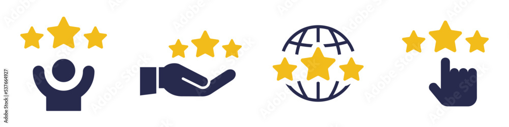 Conjunto de icono de retroalimentación. Calificar servicio, excelente ...