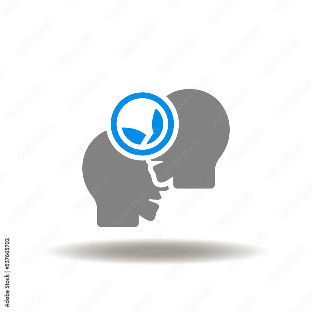Vector illustration of two head communication. Icon of hard and soft ...