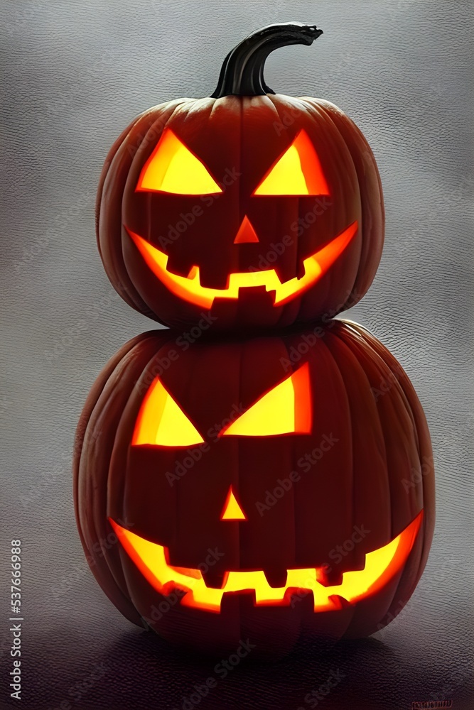 The Halloween scary pumpkins are carved out of orange and black squash ...