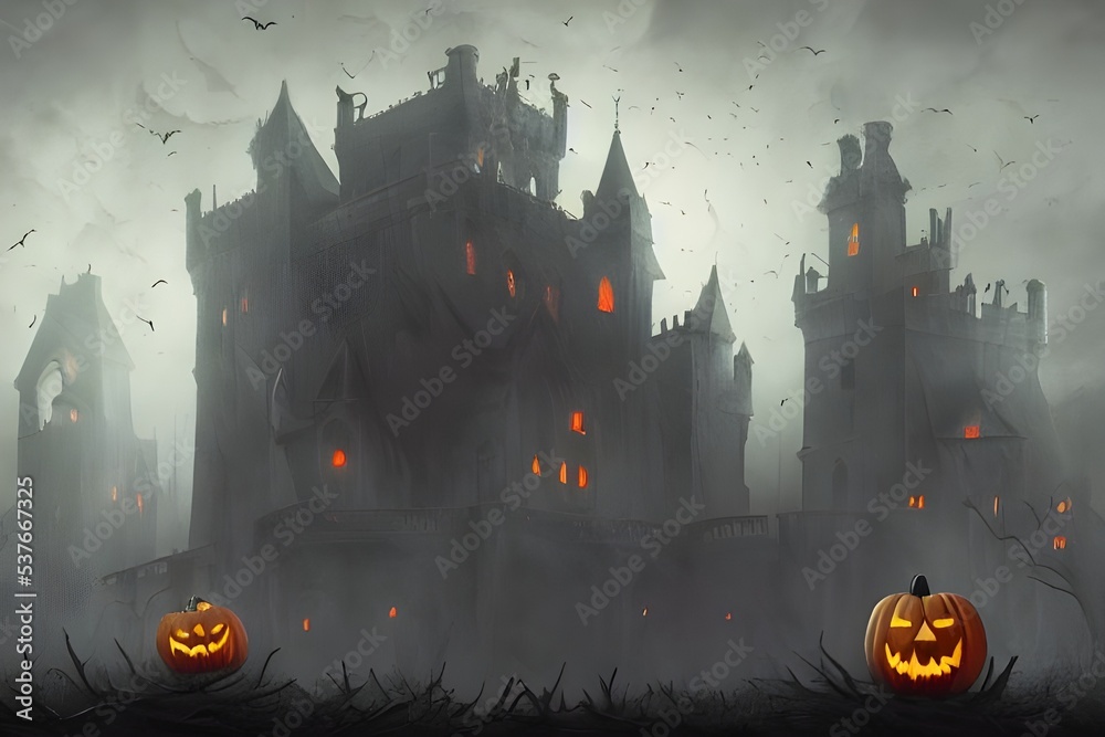 The Halloween scary castle is a spooky and fun place to visit during ...