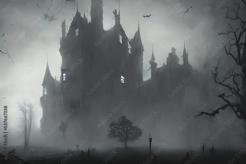 The Halloween scary castle is a big, dark, and spooky place. It has ...
